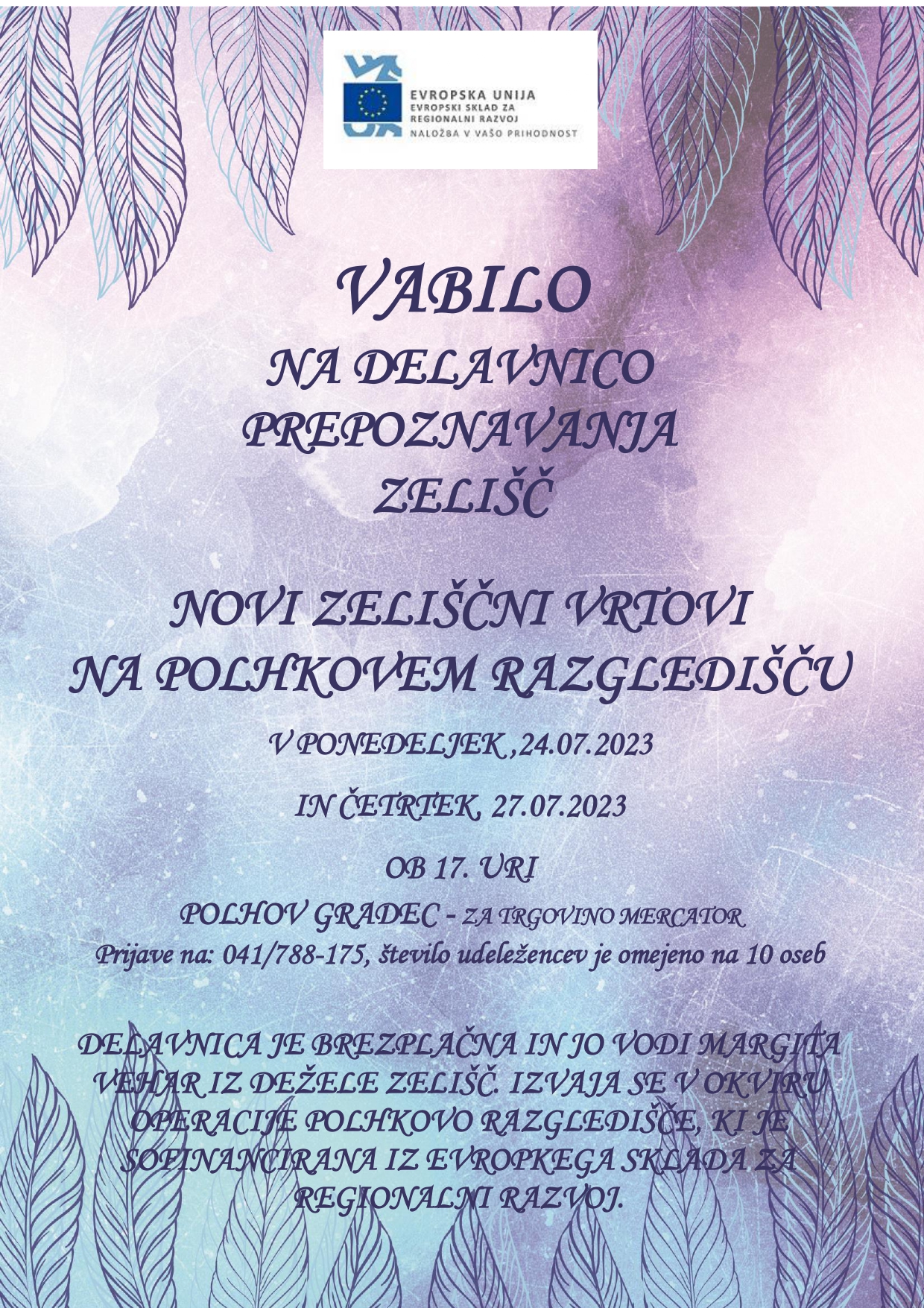 Vabilo na delavnico prepoznavanja zelišč - Občina Vrhnika