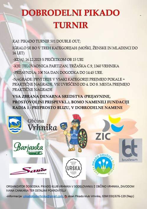Dobrodelni pikado turnir - Občina Vrhnika
